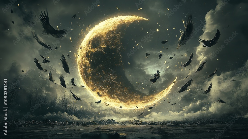 March's Full Moon - A detailed illustration of the full moon ...