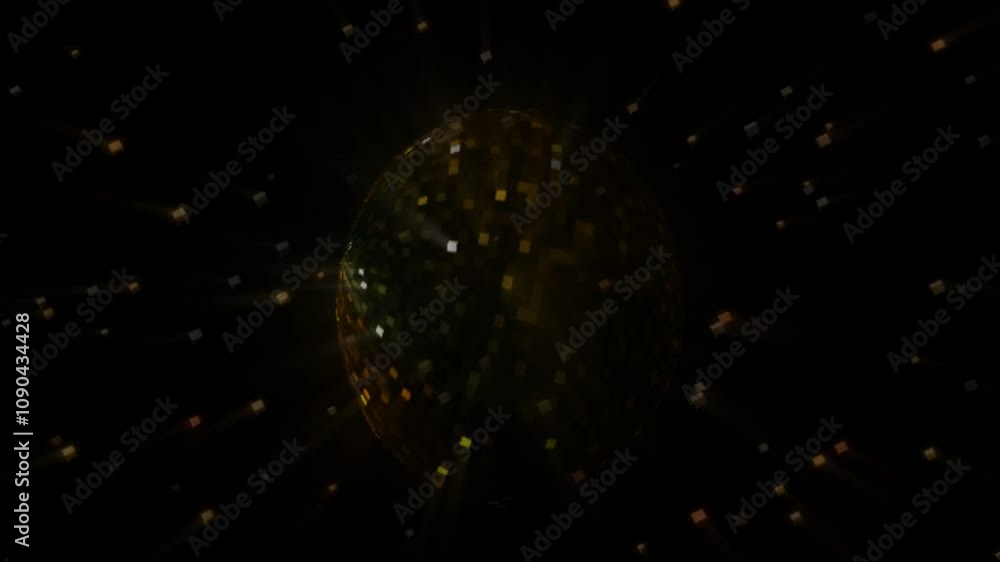 Gold rotating ball 3D Animation with gold glitter particle moving ...