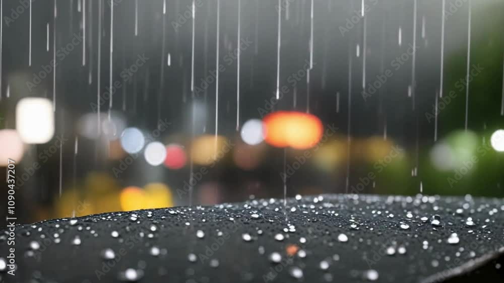 rain falling overlay, Rain Drops Falling animation with cloud sky ...