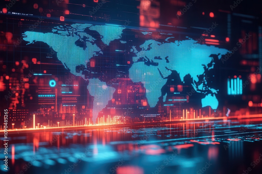A global reach slide featuring a world map and regional statistics ...