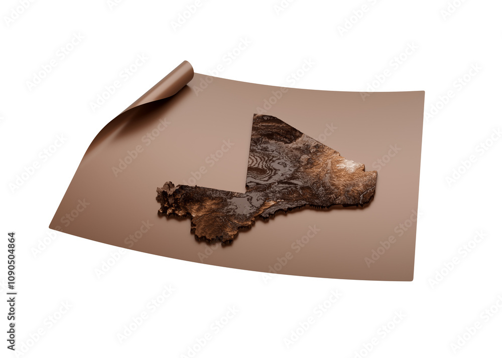 Map Of Mali Old Style Brown On Unrolled Map Paper Sheet On White ...