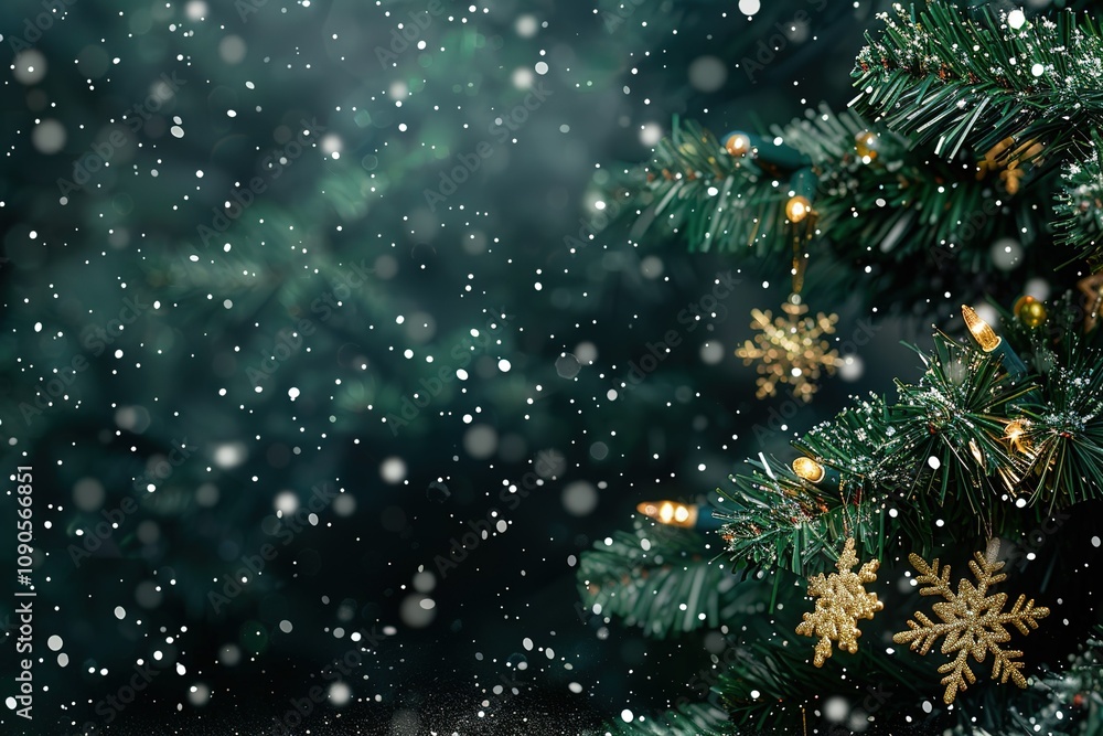 Copy space motion Christmas tree for cold winter new year santa ...