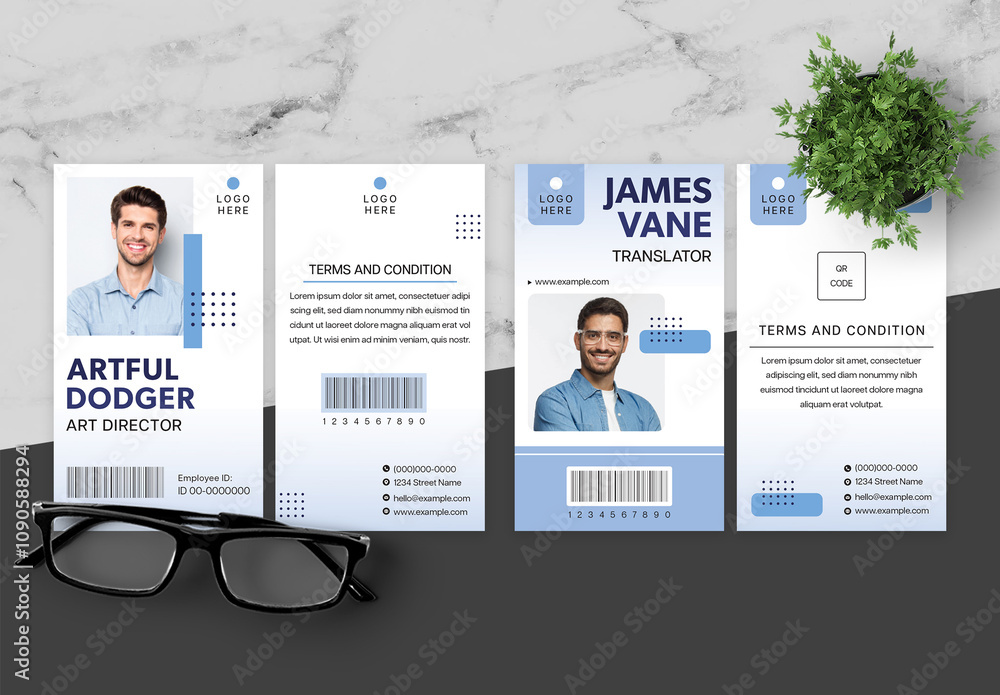 Blue And White ID Card Stock Template | Adobe Stock