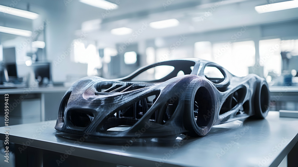 High-tech car model showcase design lab 3d printed prototype modern ...