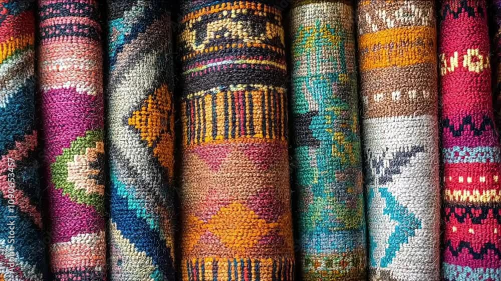 Ornate patterns and symbols in traditional textiles and crafts ...