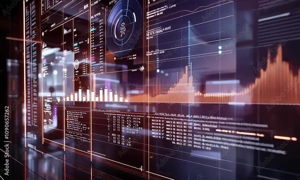 Futuristic Data Analysis Interface with Dynamic Visualizations and ...