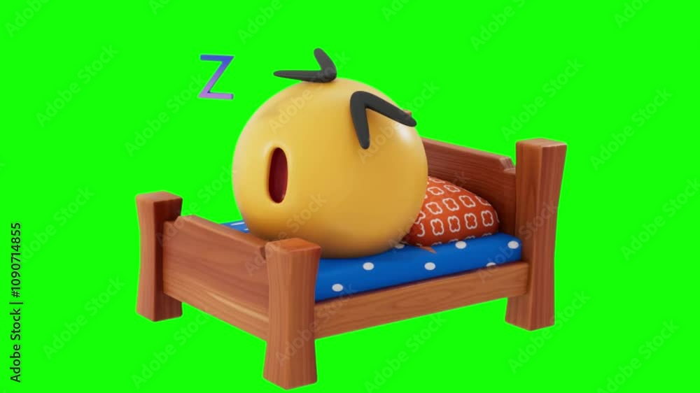 Vidéo Stock 3D Emoji Sleeping on Bed | Animated Snoring Green Screen ...