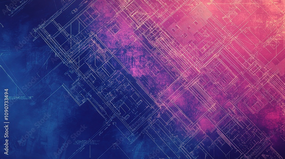 Vibrant Blueprint of a High-Rise Building with Detailed Architectural ...