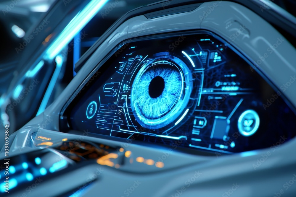 An optical coherence tomography (OCT) scan is in progress; a detailed ...