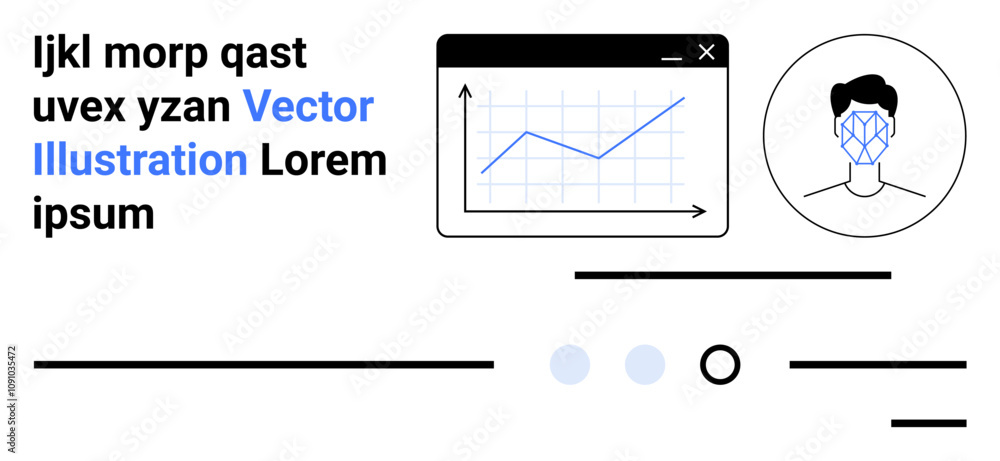 Graph display, user avatar, text elements, progress indicators, and ...