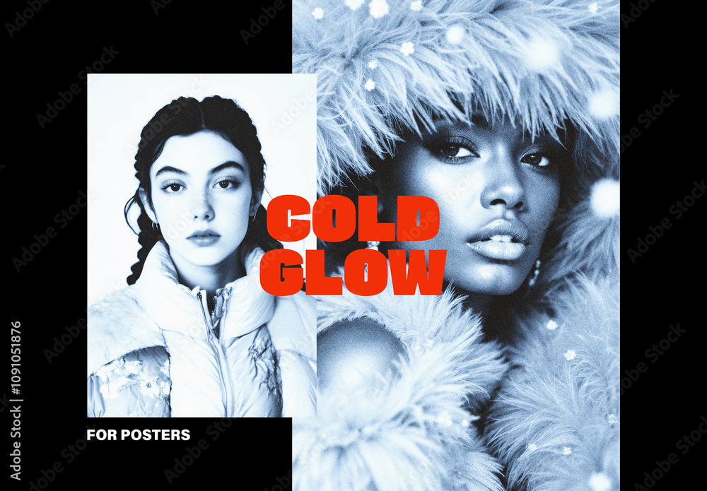 Cold Glow Poster Photo Effect Mockup Stock Template | Adobe Stock