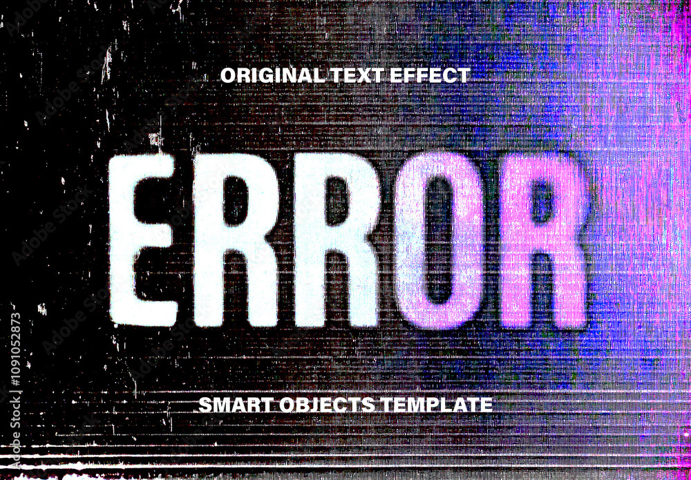 Glitch Text Effect Mockup Stock Template | Adobe Stock