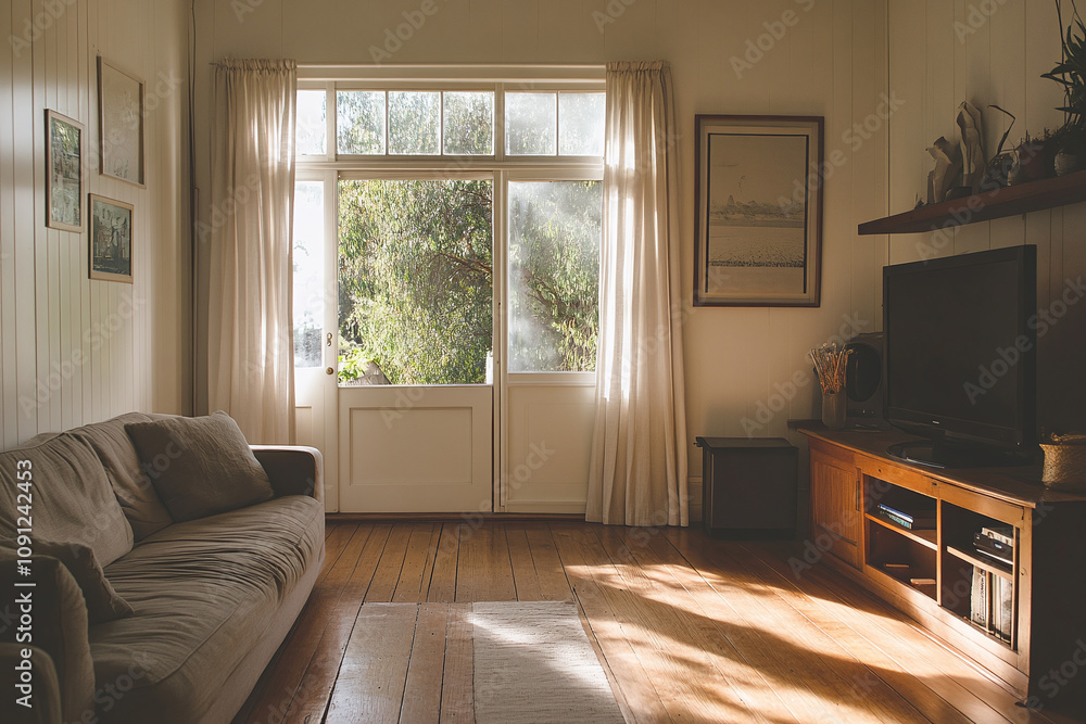 A heartwarming interior of a modest australian house, portraying the ...