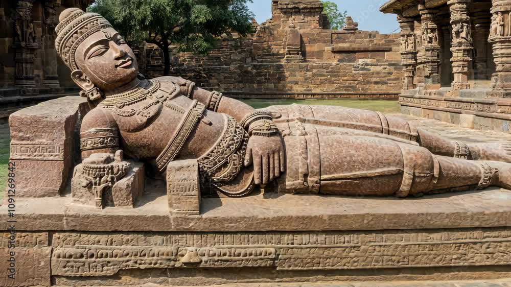 Reclining Vishnu statue at the Sun Temple, Konark India a stunning ...