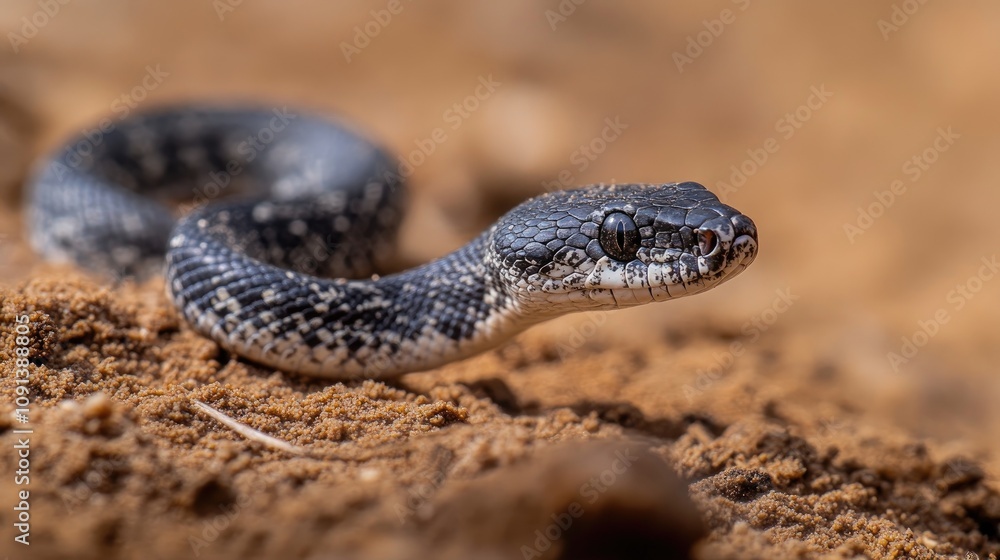 Tree boa snake elegantly slithers over dusty terrain, highlighting its ...