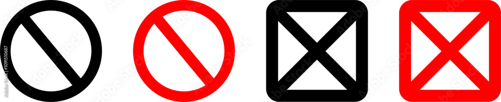 Sign forbidden. Icon symbol ban. Red circle sign stop entry ang slash ...