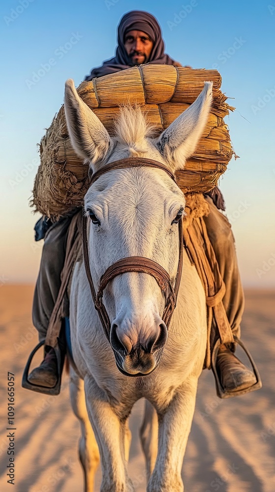 Journey through the golden sands with a white mule and its ancient ...