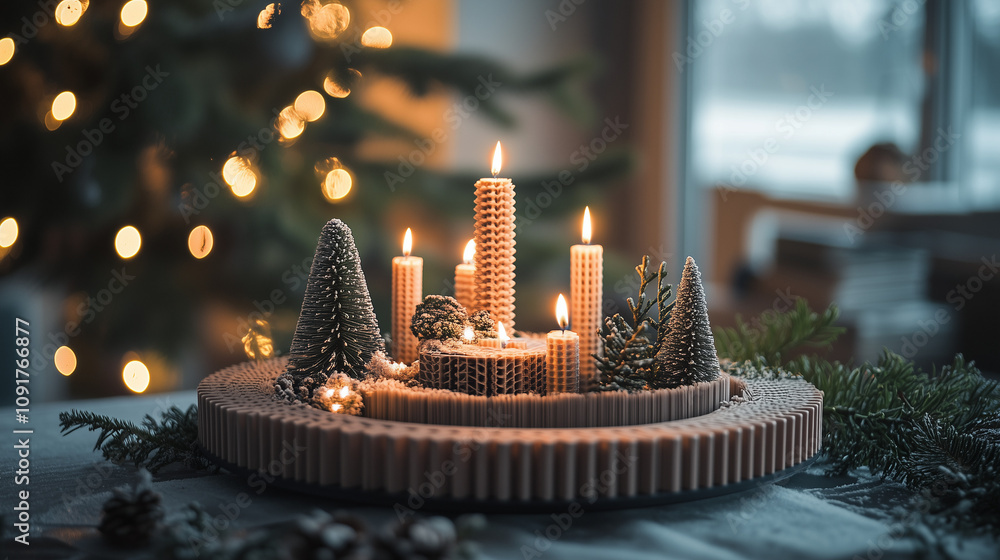 Advent Wreath with Natural Materials and 3D Printed Elements Stock ...