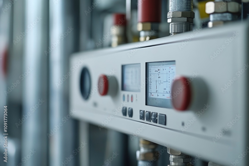 Control panel monitoring system showing real-time data and charts in ...