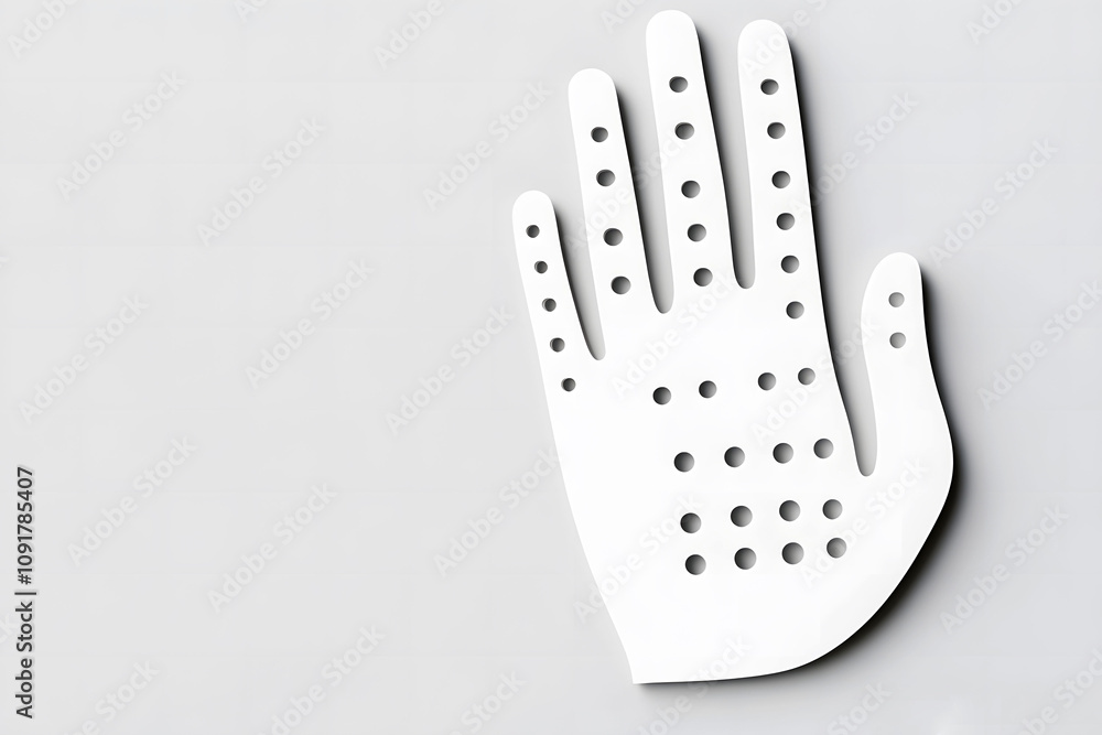 Braille dots arranged on a hand shape for World Braille Day foto de ...