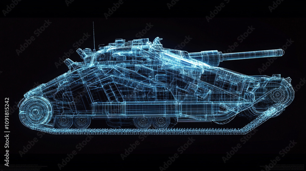 Futuristic Tank Wireframe Military Vehicle Design 3D Model Engineering ...
