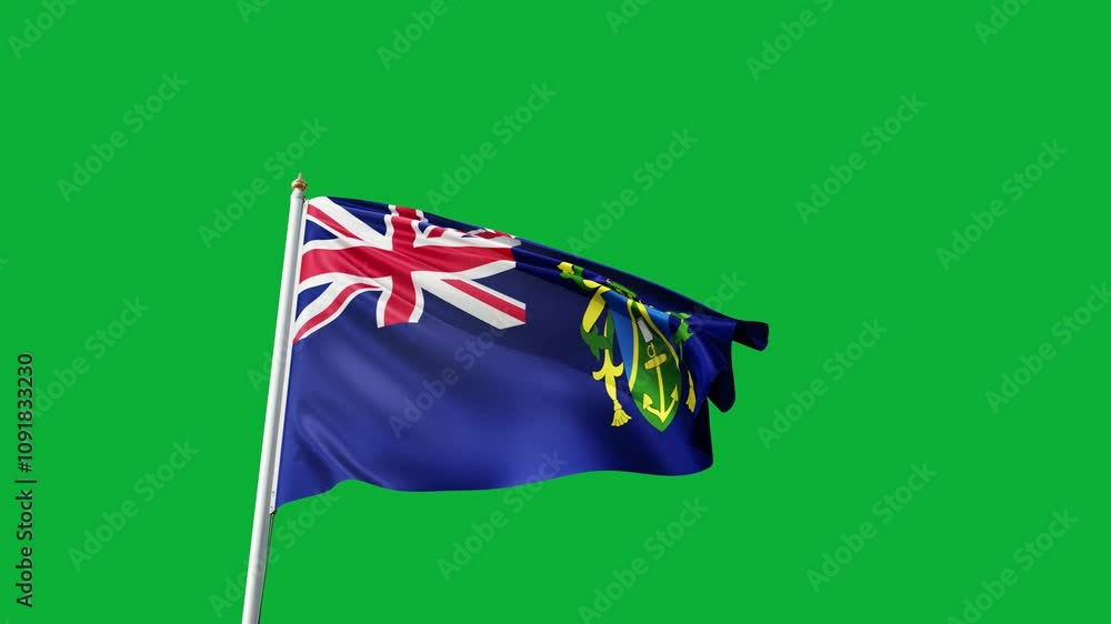 flag of pitcairn island on a green screen, no background, transparent ...