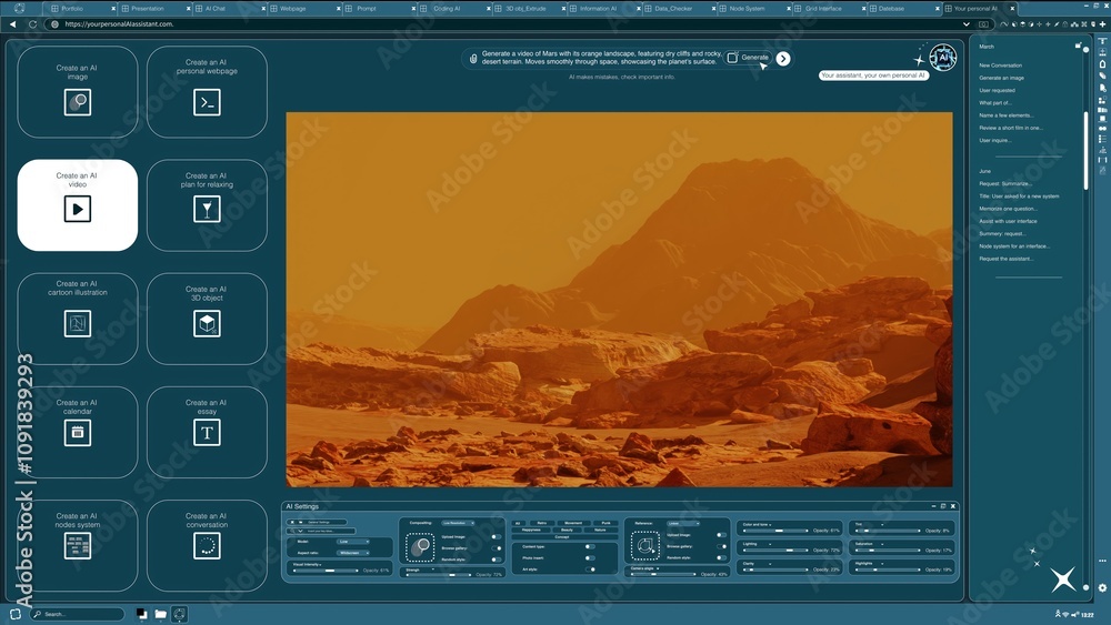 AI software turning text prompt into video of Mars desert landscape ... AI software turning text prompt into video of Mars desert landscape ...