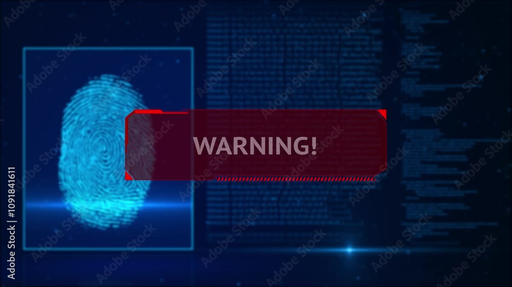 Tech World Digital Fingerprint ID interface intricate circuit board, cybersecurity system, data ...