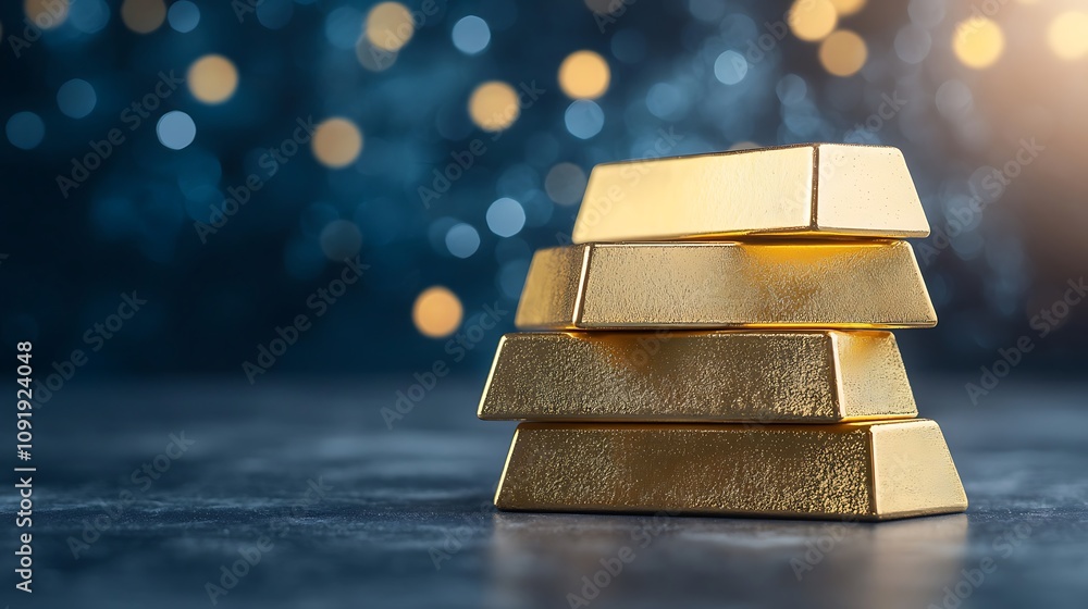 Gold bars stacked elegantly studio setting product photography ...