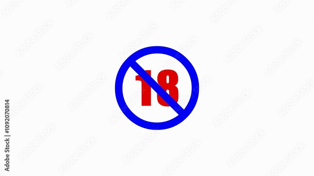 18 Not Allowed Sign Animation Video. Over 18 only censored. eighteen ...