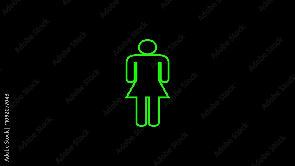 Female Gender Icon Female Icons. Colorful neon light glowing icon lady ...