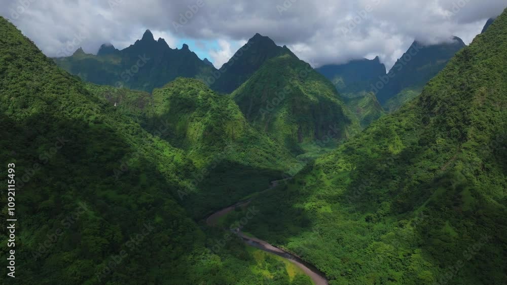 Vallee de Tautira Bay Vaitepiha River Valley village Tahiti island ...