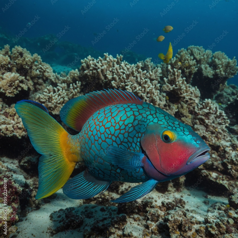 The Rainbow Parrotfish is a vibrant tropical fish known for its ...