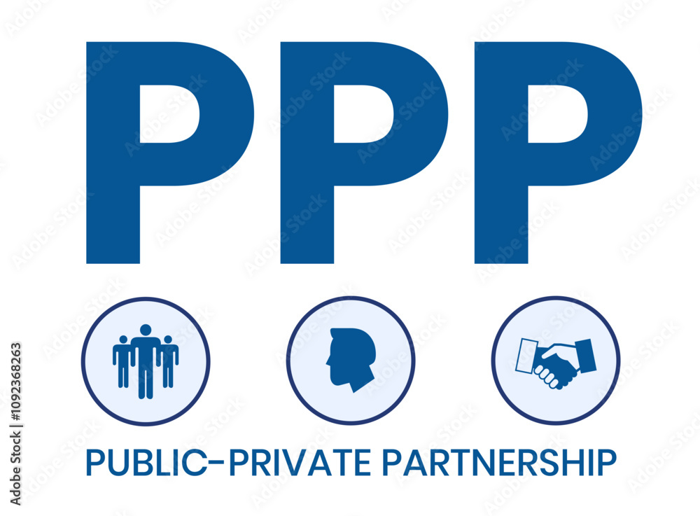 PPP - Public-private partnership acronym. business concept background. vector illustration ...