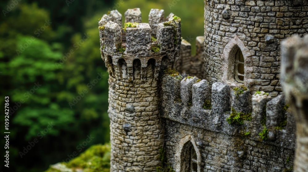 A meticulously crafted model of a medieval castle tower showcasing ...