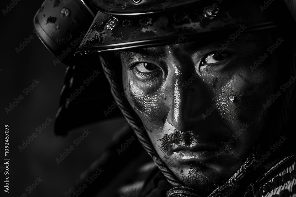 Generative AI Image of a Traditional Samurai Warrior with Intense ...