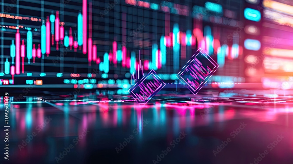 Stock market chart with glowing graphs and digital analysis visuals ...