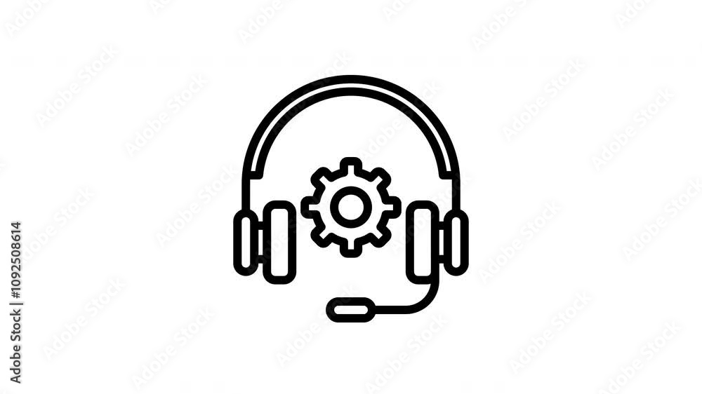 Animated customer service line icon on transparent background ...