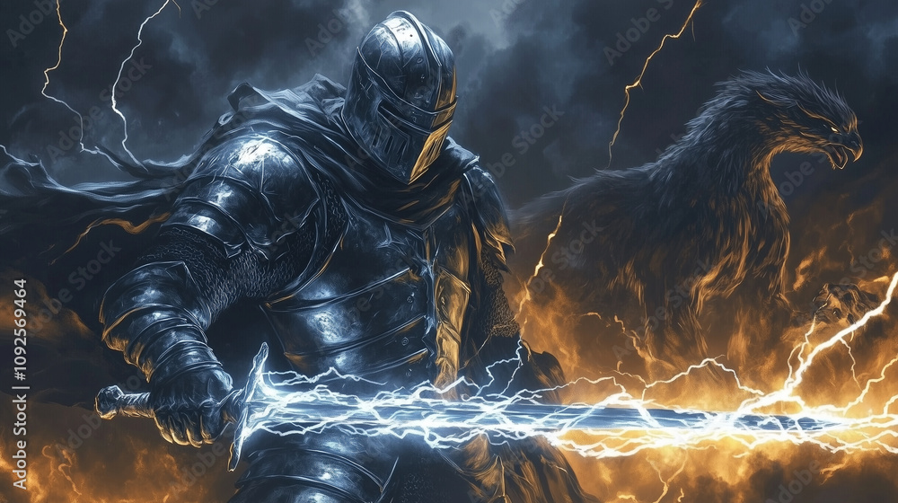 Stormbreaker Knight A knight in thunder-themed armor, with electric ...