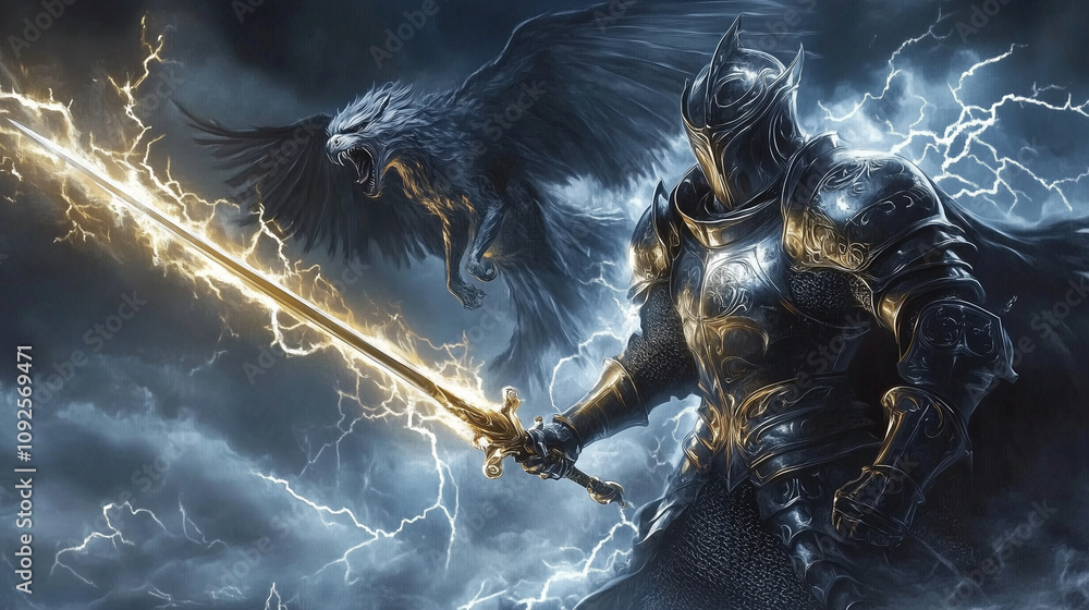Stormbreaker Knight A knight in thunder-themed armor, with electric ...