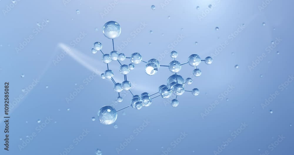 Liothyronine rotating molecular structure, 3d model of molecule ...