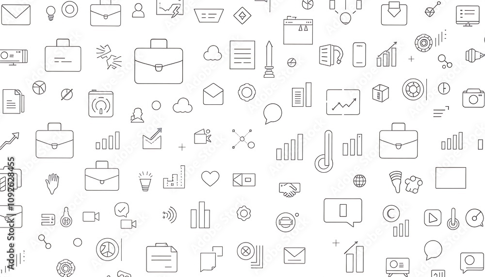 Subtle wallpaper with abstract business icons such as briefcases ...