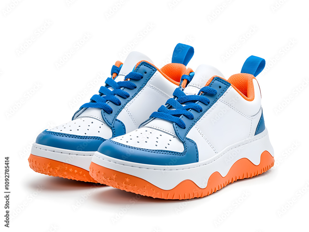 Stylish platform colorful sneakers mock up isolated on white background ...