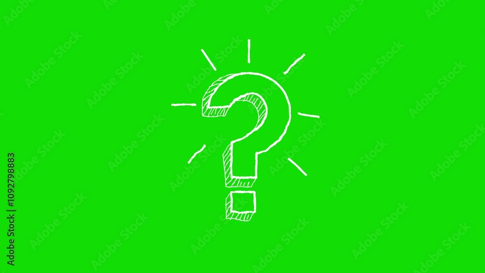 doodle question mark in green screen 4k for editing video Stock Video ...