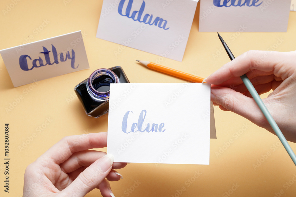 How to make wedding place name cards with handwritten letters and fresh ...