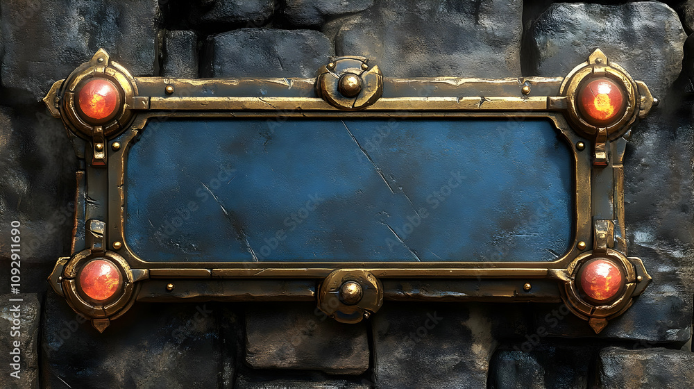 Ornate Stone Frame Design: Game Asset, Blue Panel, Medieval Decor ...
