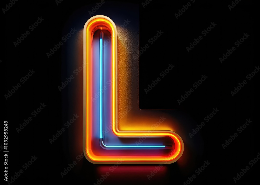 Bright neon letter L set against a dark background, perfect for ...