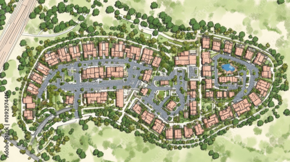 Plan the layout for a mixed-use development combining residential and ...