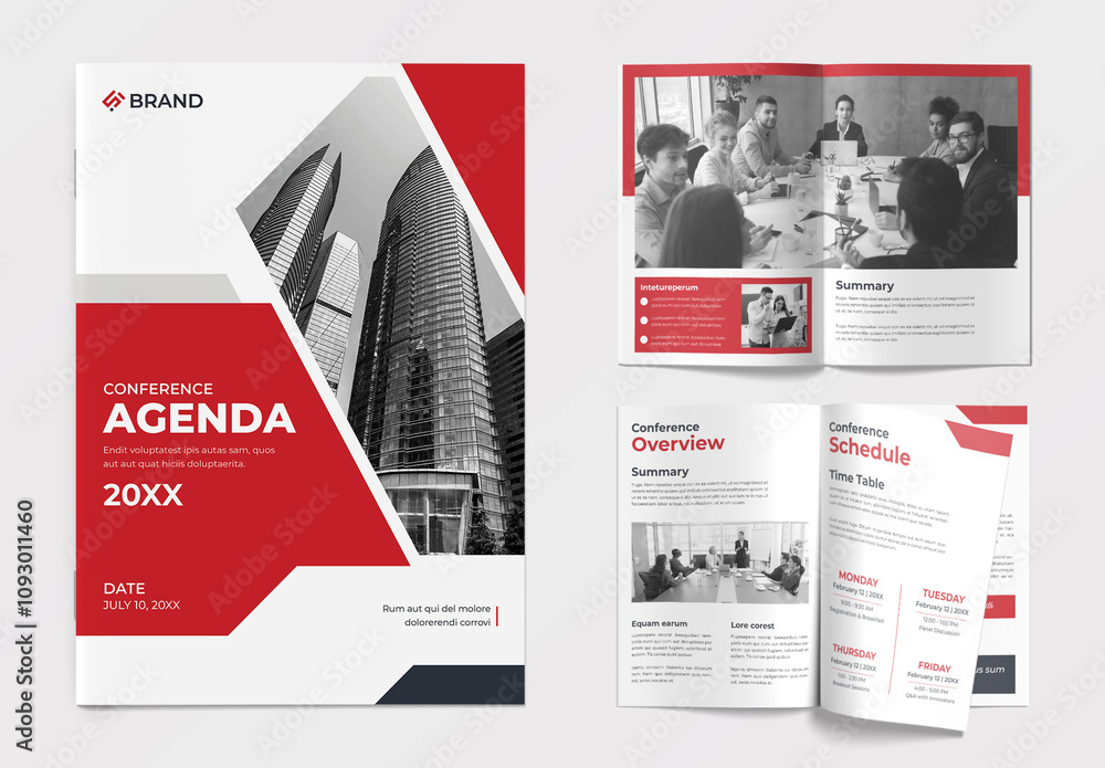 Business Conference Agenda Brochure Layout Stock Template | Adobe Stock