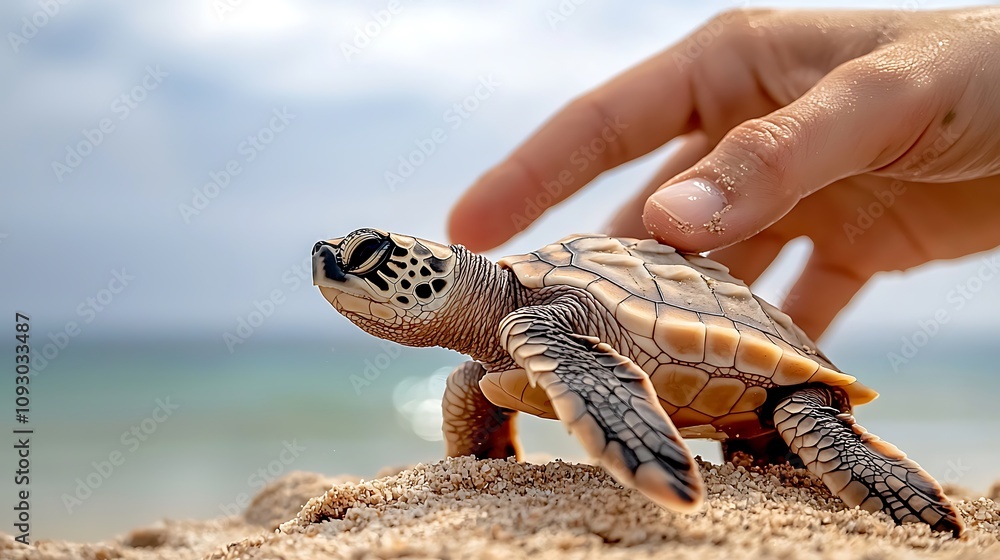 The baby turtles, barely larger than the palm of a hand, emerge from ...